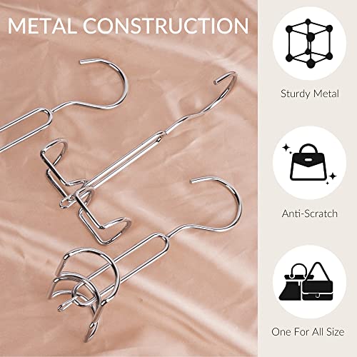 ZEDODIER Purse Hanger, Purses Bags Holder for Closet 8 Pack Stackable Purse Storage Hook Closet Organizer Metal Space Saving Hanger, Silver