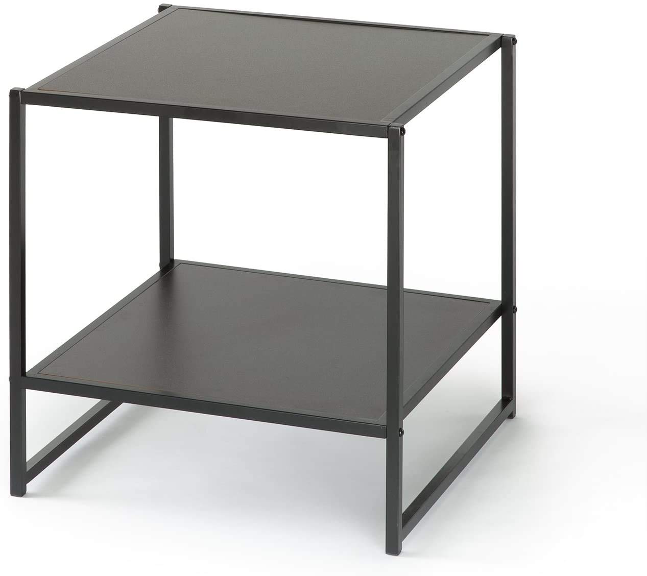 Zinus Modern Studio Collection ET-2020QB Dane Night Table, Dark Espresso (W x D x H): 20.1 x 20.1 inches (51 x 51 x 51 cm), Side Table, Steel Frame, Bed, Easy Assembly, Tools Included
