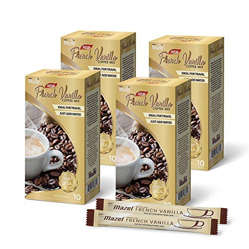 Café Mazel Instant Coffee - Instant Coffee Mix, 3 in 1 Instant Coffee, Value Pack 40 sticks - Original, Mocha, Hazelnut, French Vanilla (French Vanilla)
