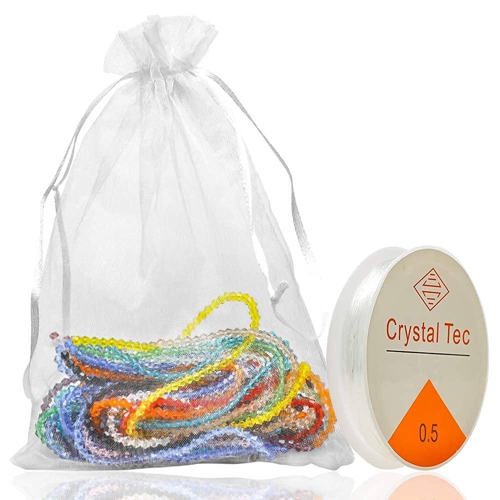 3mm Bicone Glass Beads – 1950 Pcs Faceted Crystal Beads in 15 Colors with Elastic String for DIY Jewelry Making, Necklaces, Bracelets, Earrings, and Rings