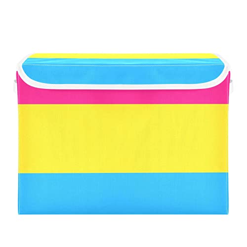 Krafig Novelty Rainbow Flag Foldable Storage Box Large Cube Organizer Bins Containers Baskets with Lids Handles for Closet Organization, Shelves, Clothes, Toys