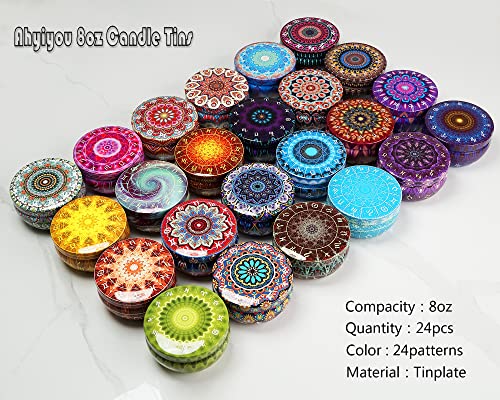 Ahyiyou Candle Tins Candle Jars 24 Pieces 24 Zodiac Patterns, DIY Round Containers with Lids for Candle Making, Arts & Crafts, Storage & More (8oz)