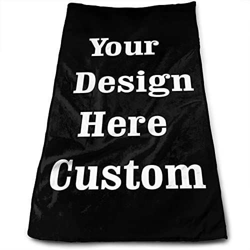 Custom Microfiber Towel, Personalized Hand Towel Add Your Design Super Soft Face Towel for Home Hotel Spa Bathroom Gym 27.512inch, Black, One Size