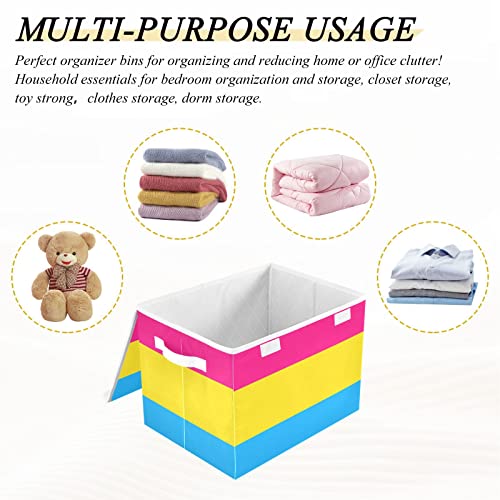 Krafig Novelty Rainbow Flag Foldable Storage Box Large Cube Organizer Bins Containers Baskets with Lids Handles for Closet Organization, Shelves, Clothes, Toys