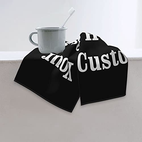 Custom Microfiber Towel, Personalized Hand Towel Add Your Design Super Soft Face Towel for Home Hotel Spa Bathroom Gym 27.512inch, Black, One Size
