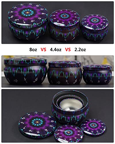 Ahyiyou Candle Tins Candle Jars 24 Pieces 24 Zodiac Patterns, DIY Round Containers with Lids for Candle Making, Arts & Crafts, Storage & More (8oz)