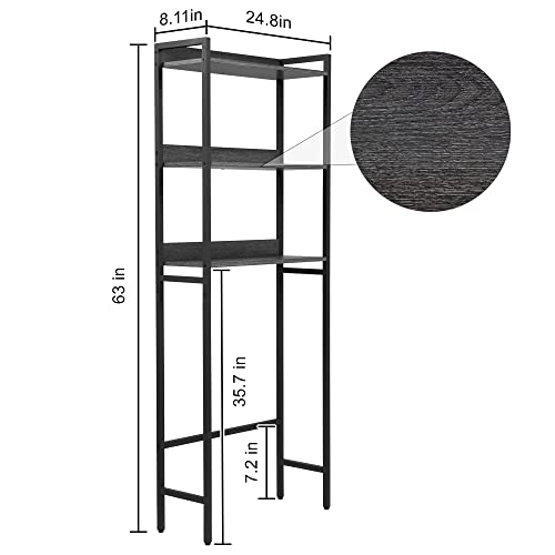 ODIKA Over The Toilet Storage, 3-Tier Over-The-Toilet Space Saver Organizer Rack, Freestanding Bathroom Organizer, Gray