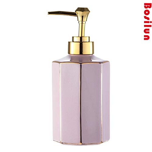 WPM WORLD PRODUCTS MART 4 Piece Ceramic Bathroom Accessories Set - Blush Rose Pink Gold - Complete Bath Decor Kit Includes Designer Soap and Lotion Dispenser - Cup - Tumbler - Soap Dish (DESIGN2)