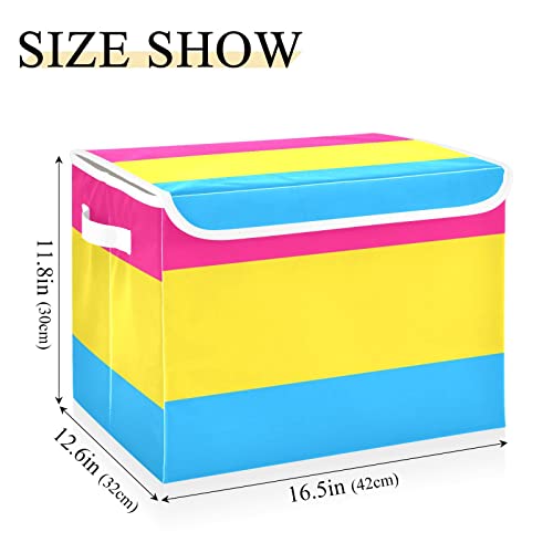 Krafig Novelty Rainbow Flag Foldable Storage Box Large Cube Organizer Bins Containers Baskets with Lids Handles for Closet Organization, Shelves, Clothes, Toys