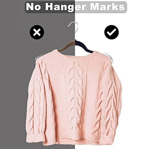 Black Velvet Hangers,Closet Hangers for Clothes,Non-Slip Hangers Pack of 10,Multi-Purpose Hangers,Silver Hanger Hooks spacesaver