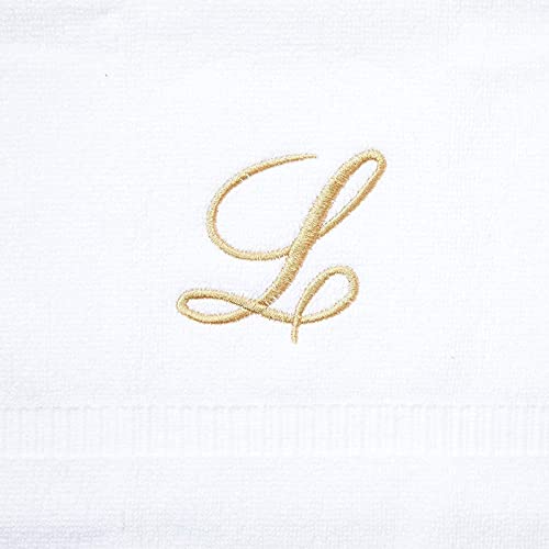 Juvale Monogrammed Fingertip Towels, Embroidered Letter L (11 x 18 in, White, Set of 4)