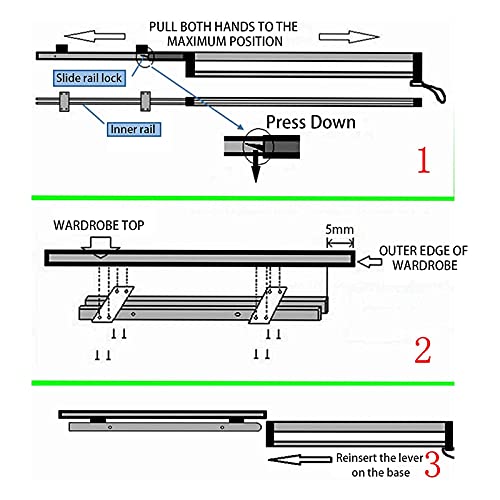 Wardrobe Hanger Rail, Pull-out Hanger Rod Adjustable 30-60cm Wardrobe Clothes Rail, Home Trousers Aluminum Alloy Clothes Rail Slide Rail (Size : 450mm/17.7inch)