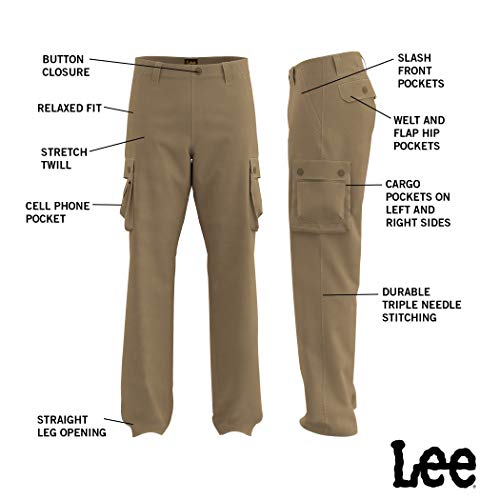 Lee Men's Wyoming Relaxed Fit Cargo Pant, Shadow, 34W x 32L