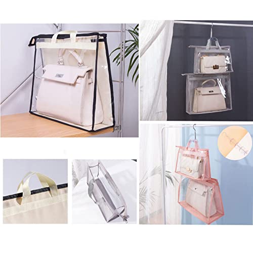 Dust Bags for Handbags - Handbag Storage Organizer Dust Bags for Moisture Proof Dust Cover with Zipper and Handle(Brown-XXL)