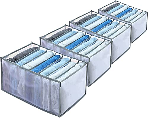 KIKILIE 4 PC Wardrobe Clothes Organizer,Drawer Organizers for Clothing,Closet Organizers,Foldable Drawer Dividers for pcs Clothes/Thin Jeans Grids