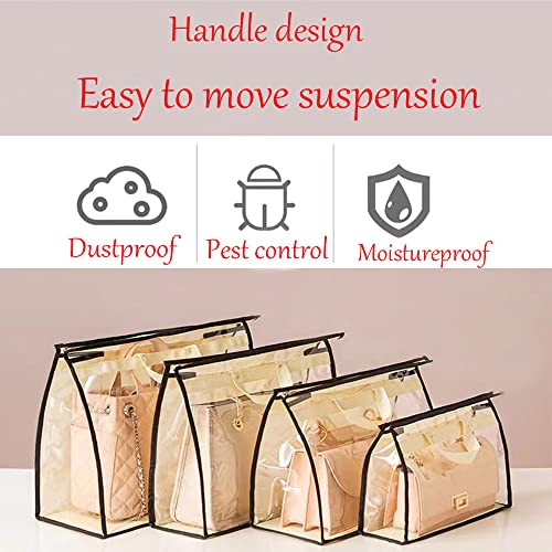 Dust Bags for Handbags - Handbag Storage Organizer Dust Bags for Moisture Proof Dust Cover with Zipper and Handle(Brown-XXL)