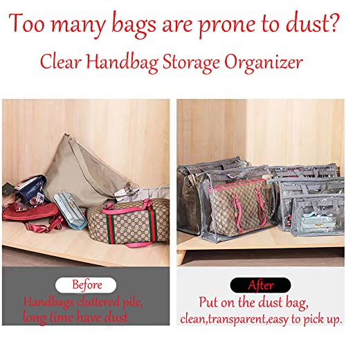Dust Bags for Handbags - Handbag Storage Organizer Dust Bags for Moisture Proof Dust Cover with Zipper and Handle(Brown-XXL)