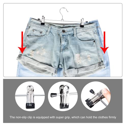 Pants Hangers with Clips 40 Pack Skirt Hanger Space Saving Metal Clip Hanger for Jeans Skirt Slack Hangers (40 PCS)