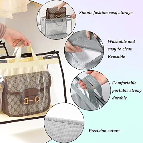 Dust Bags for Handbags - Handbag Storage Organizer Dust Bags for Moisture Proof Dust Cover with Zipper and Handle(Brown-XXL)