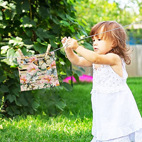 Butterfly Beige Washcloth 12x12in Set, 6 Pack Absorbent Cotton Towel Square Kitchen Dishes Towels, Soft Cleaning Face Hand Towel Fast Drying