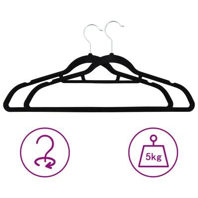 Black Velvet Hangers,Closet Hangers for Clothes,Non-Slip Hangers Pack of 10,Multi-Purpose Hangers,Silver Hanger Hooks spacesaver