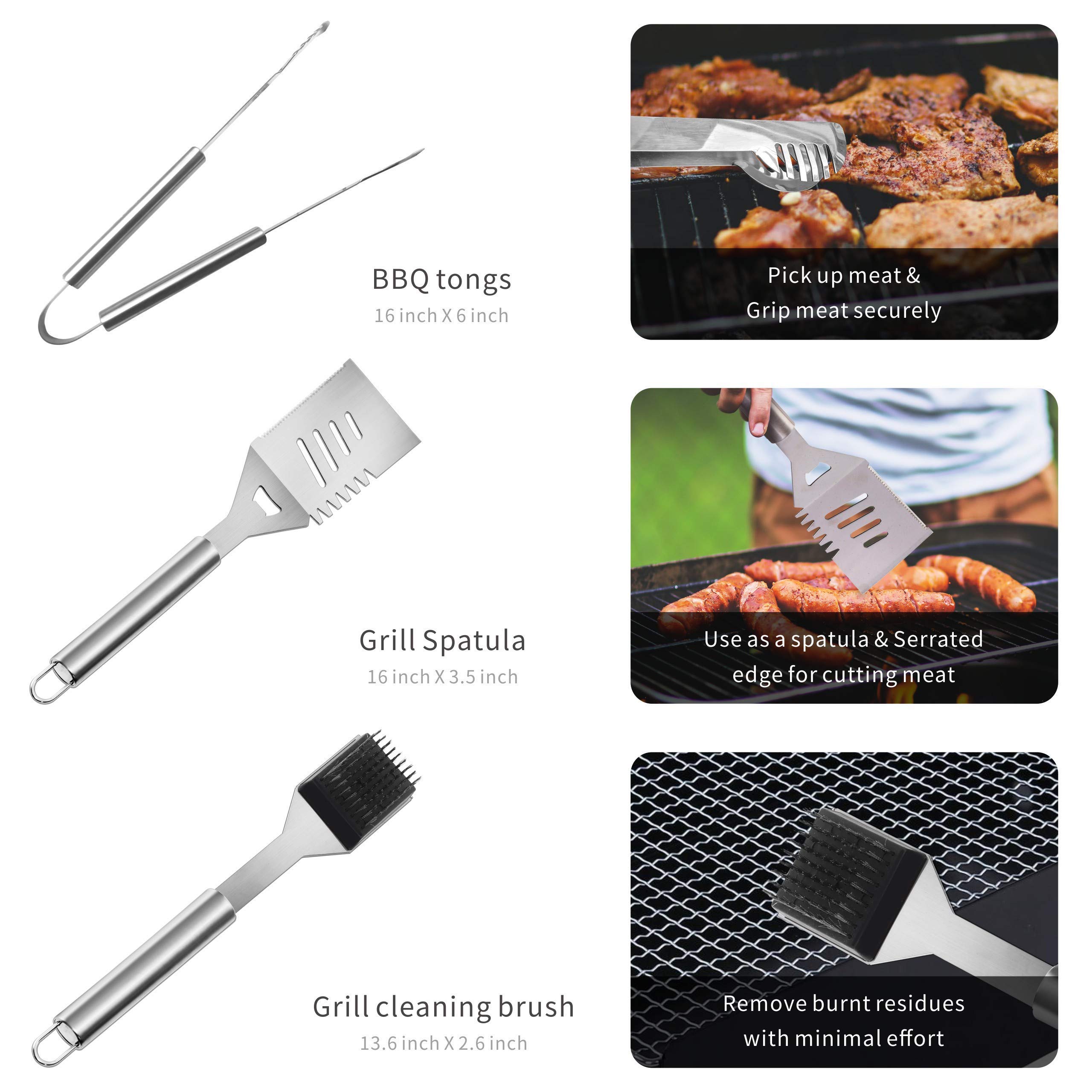 SENDAIST Deluxe BBQ Grill Tool Set β 32 PCS Camping BBQ Grilling Accessories β Portable Grill Utensil Set with Thermometer in Heavy Duty Aluminum Case