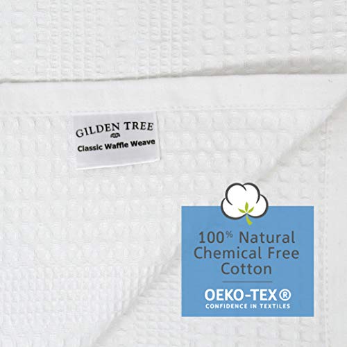GILDEN TREE Waffle Towel Quick Dry Thin Exfoliating, 24 Pack Washcloths for Face Body, Classic Style (White)