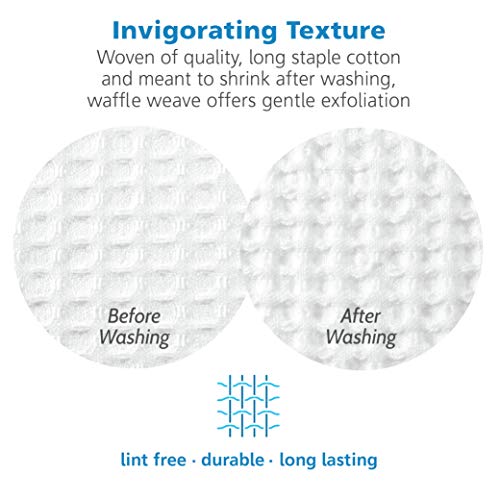 GILDEN TREE Waffle Towel Quick Dry Thin Exfoliating, 24 Pack Washcloths for Face Body, Classic Style (White)