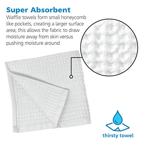 GILDEN TREE Waffle Towel Quick Dry Thin Exfoliating, 24 Pack Washcloths for Face Body, Classic Style (White)