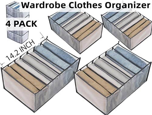 KIKILIE 4 PC Wardrobe Clothes Organizer,Drawer Organizers for Clothing,Closet Organizers,Foldable Drawer Dividers for pcs Clothes/Thin Jeans Grids