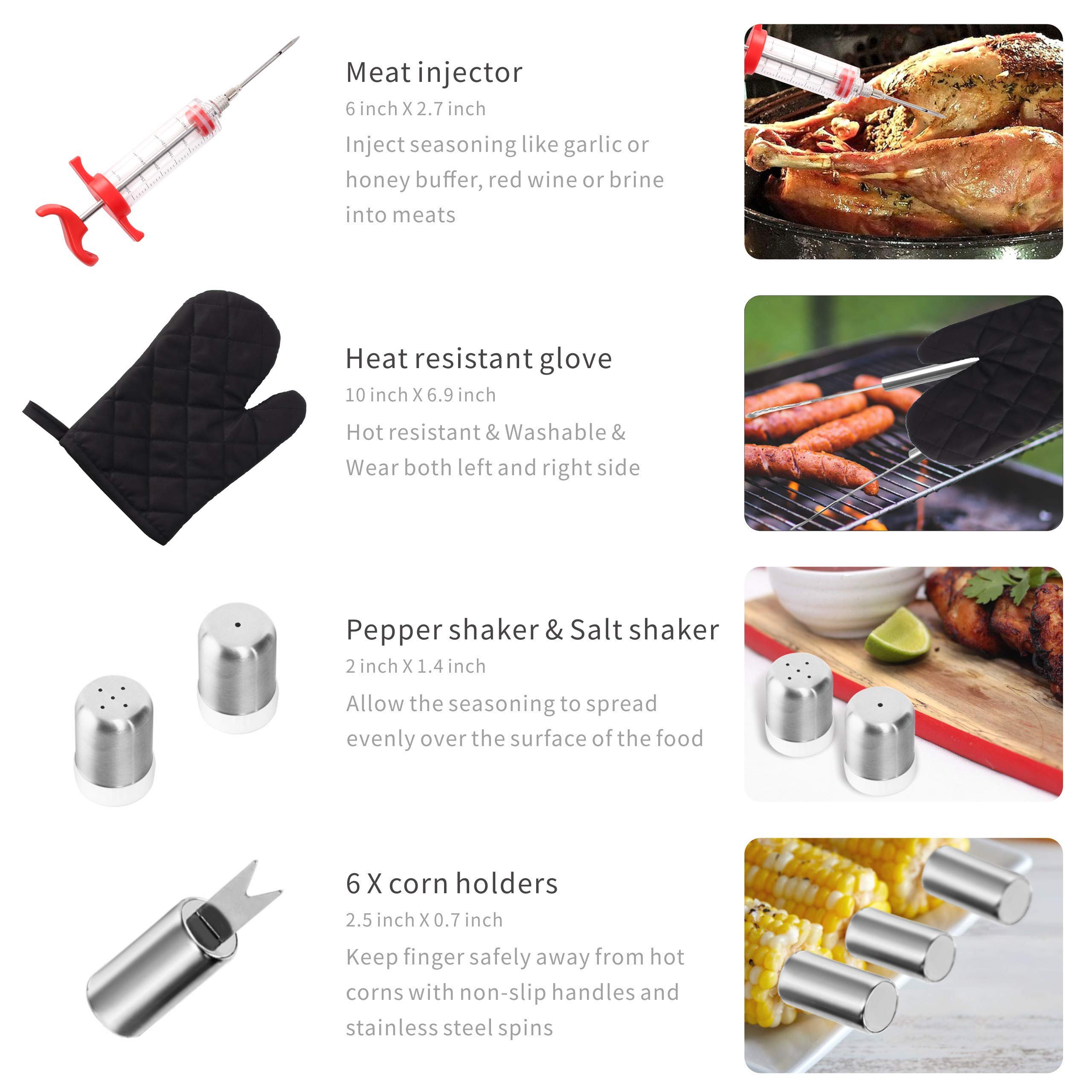 SENDAIST Deluxe BBQ Grill Tool Set β 32 PCS Camping BBQ Grilling Accessories β Portable Grill Utensil Set with Thermometer in Heavy Duty Aluminum Case