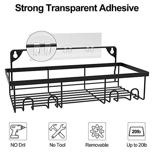 Kalawen Shower Caddy, Shower Shelf for Inside Shower with Hooks, 4 Pack Stainless Steel No Drilling Adhesive Shower Organizer with Soap Holder and Towel Holder
