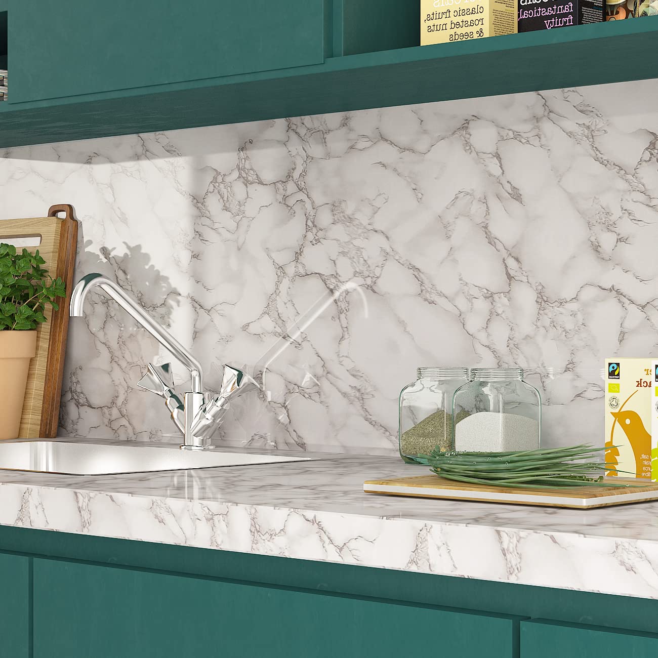 YENHOME Marble Wallpaper 393x30 inch White Grey Granite Marble Contact Paper Kitchen Counter Top Covers Peel and Stick Countertops Removable Self Adhesive Wall Paper for Countertops Kitchen Cabinets