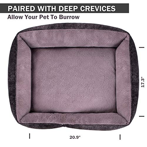 Coohom Rectangle Washable Dog Bed,Warming Comfortable Square Pet Bed Simple Design Style,Durable Dog Crate Bed for Medium Large Dogs (30 INCH, Black)