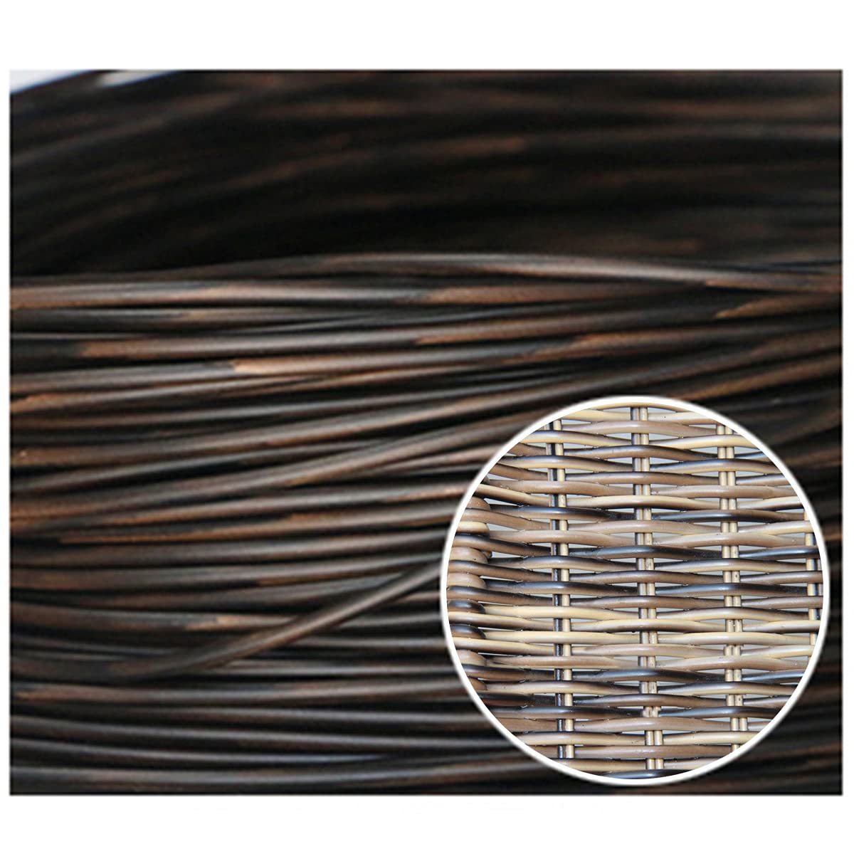 Weriirew 32.8 ft(10m) Synthetic Circle Rattan Polyethylene Plastic Round Rattan Woven for Handmade Repair Fix Wicker Chair Knit, Rattan Table Wicker Furniture, Basket Weaving, DIY Crafts, Dark Coffee
