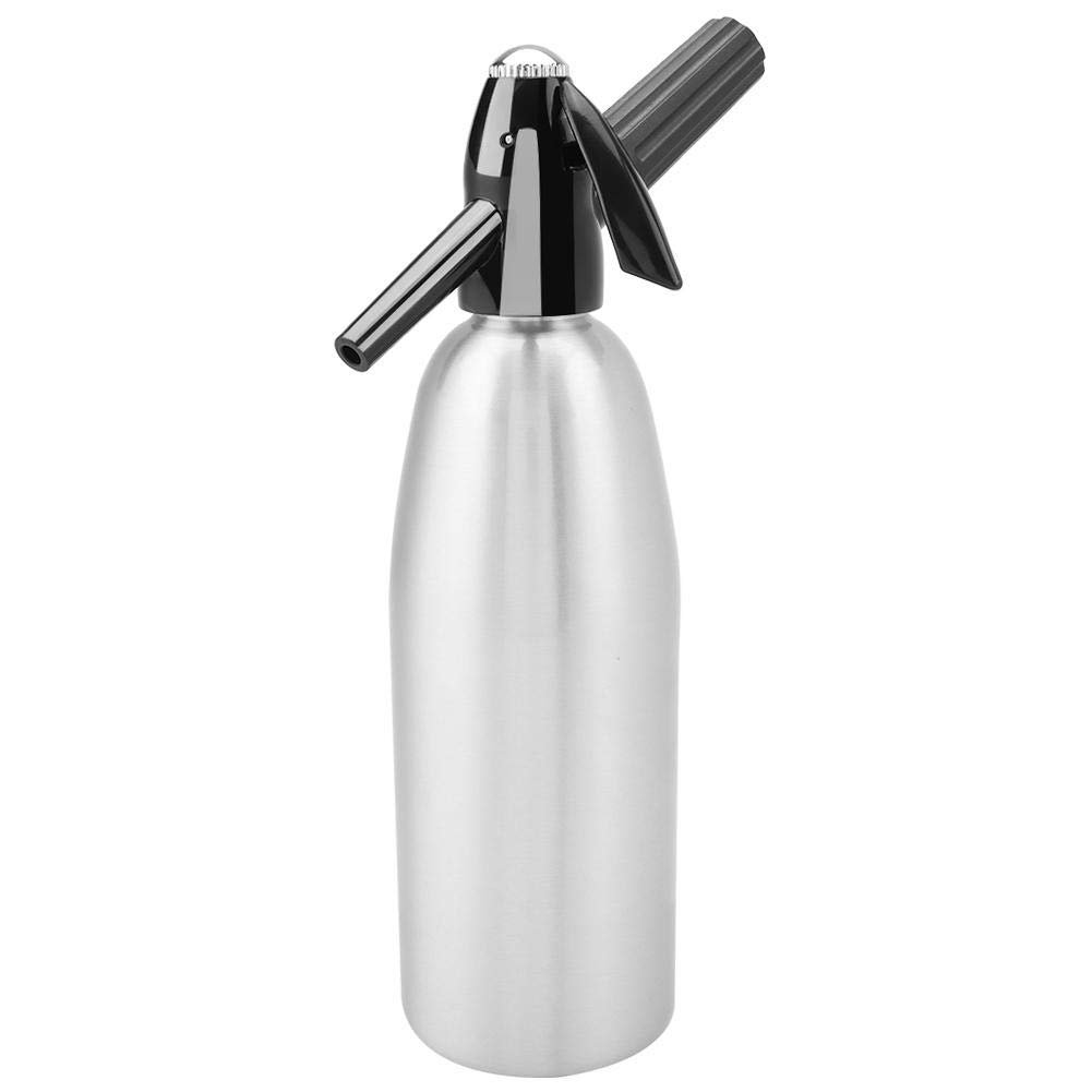 Raguso Soda Bottle Fashionable Attractive Alloy Soda Syphon Bottle Seltzer Portable Siphon Carbonated Seltzer Water Maker With Pressure Regulator for Mojitos Cocktails Juice Drinks(Silver) Sodamaker
