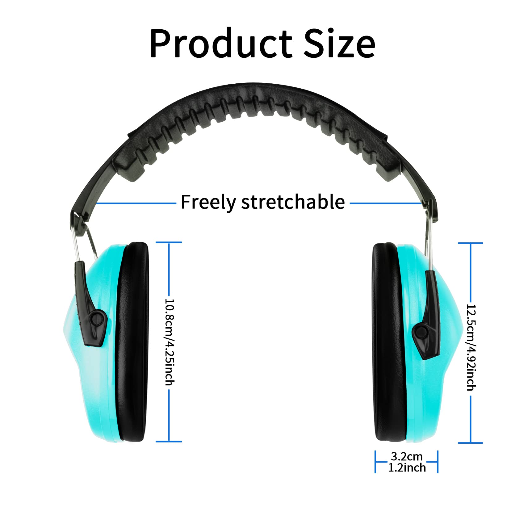 EAREST 2 Pack Protection Ear Muffs, Noise Reduction Safety Ear Muffs Shooting Earmuff with Carrying Bag + Belt, NRR 20 dB Professional Ear Defenders for Adults and Children - Blue
