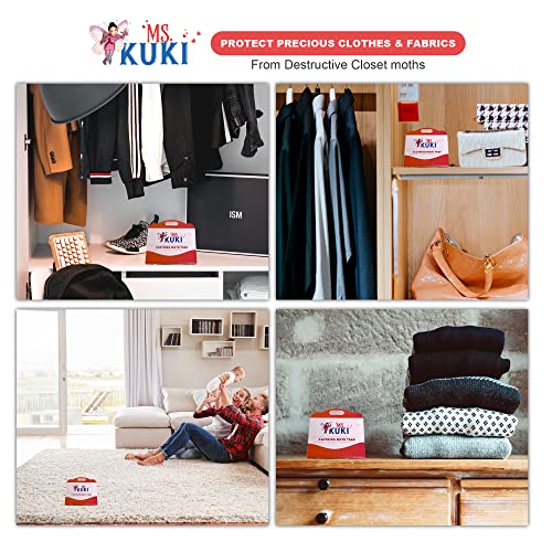 MS. KUKI Moth Traps for Clothes House Closet Home Clothing Indoor Storage Product Paper Cardboard Sticky Glue with Pheromones Prime No Pantry Kitchen Larder Storeroom Cooking Cellar Buttery (6 Pack)