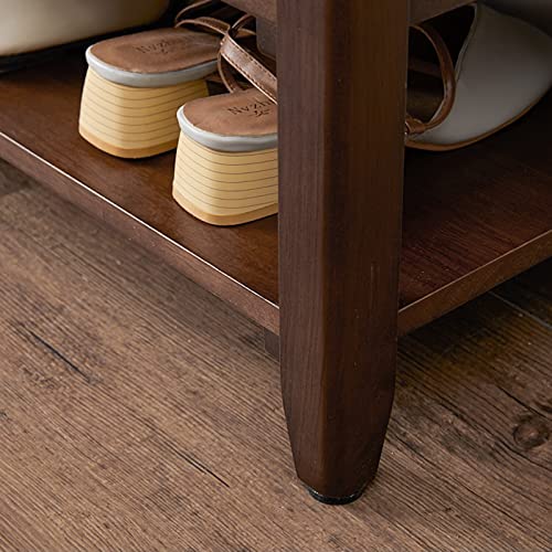 HOOTSMALL Entryway Shoe Rack Bench 2-Tier Wooden Shoe Storage Ideal for Entryway Living Room and Corridor (Brown 31.5'')