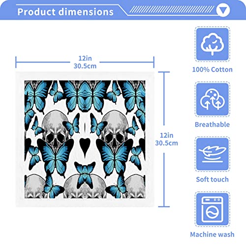 Kigai 6 Pack Butterfly Skulls Washcloths โ Soft Face Towels, Gym Towels, Hotel and Spa Quality, Reusable Pure Cotton Fingertip Towels