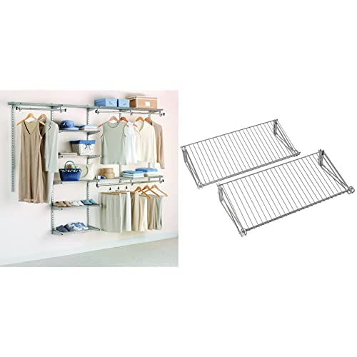 Rubbermaid Configurations Deluxe Closet Kit, Titanium, 4-8 Ft. & Configurations Shoe Shelf, Titanium, Closet Space Saving Shoe Organization