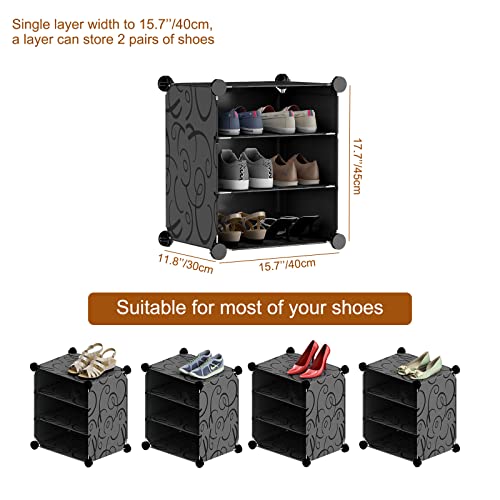 Anenz Shoe Rack Storage Organizer Shelf shoes Cabinet 36 Pair shoe Racks for Closet Shoe Shelves Closet Entryway ,Black Free Standing Show Shelf With Doors for Entryway,Hallway Bedroom