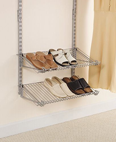 Rubbermaid Configurations Deluxe Closet Kit, Titanium, 4-8 Ft. & Configurations Shoe Shelf, Titanium, Closet Space Saving Shoe Organization