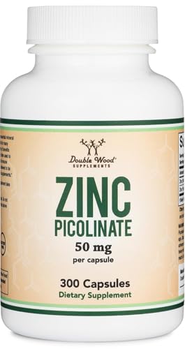 Zinc Picolinate 50mg, 300 Capsules (Immune Support) Non-GMO, Gluten Free (300 Day Supply) by Double Wood Supplements