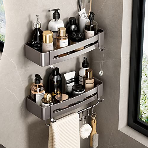 KISUFU Shower Caddy,Shower Shelf,Adhesive Shower Organizer No Drilling,Bathroom Storage Organizer,Large Capacity Shower Shelves,Bathroom and Kitchen Storage-2pck(gray)