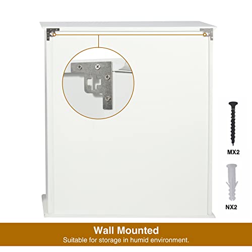 ALAPUR Bathroom Cabinet Wall Mounted,Over Toilet Storage Cabinet with 2 Doors and Adjustable Shelves,Wood Medicine Cabinet for Bathroom, White