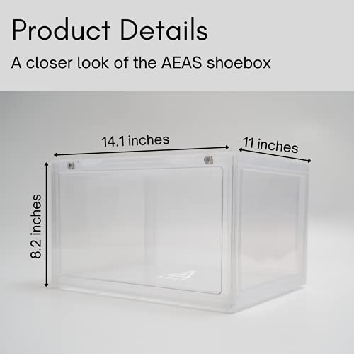 AEAS - Clear Plastic Stackable Foldable Shoe Boxes, Pack of 2 Drop Front Shoe Container Organizer with Magnetic Closure for Sneaker Collection for Men and Women