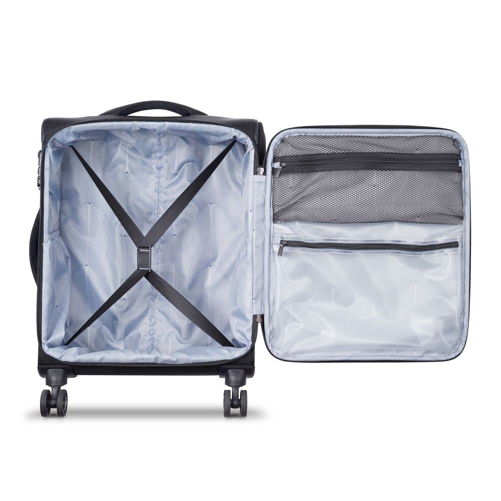 Delsey Mixed OPTIMAX LITE 55CM Slim 4 Double Wheels Cabin Trolley CASE, Black, standard size