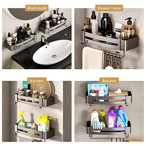 KISUFU Shower Caddy,Shower Shelf,Adhesive Shower Organizer No Drilling,Bathroom Storage Organizer,Large Capacity Shower Shelves,Bathroom and Kitchen Storage-2pck(gray)