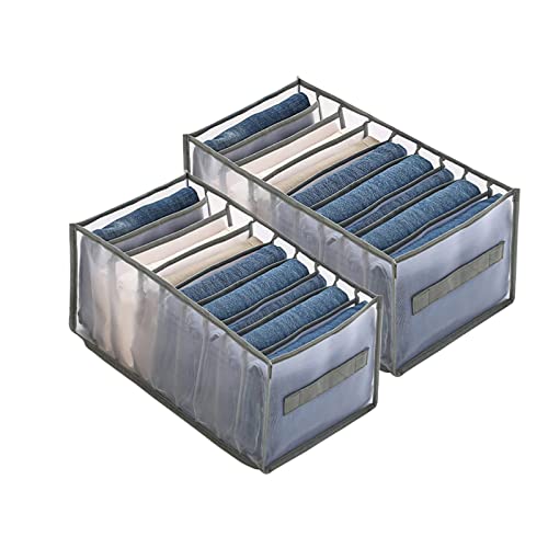 Duyoku Clothes Organizer - Dresser Drawer Organizers 2PCS, Drawer Organizer Clothes, 9 Grids Closet Storage, Washable, for Jeans, Pants, Sweater(GREY)